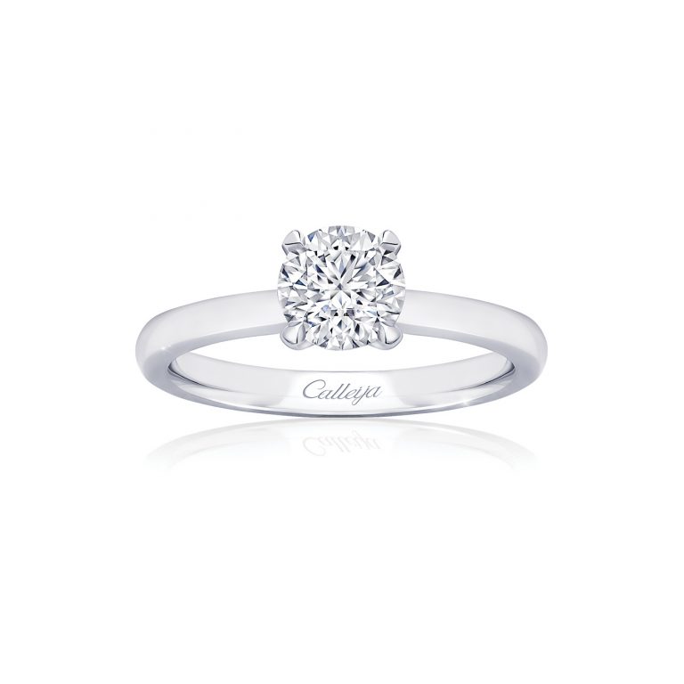 The Lotus Platinum White Diamond Solitaire Engagement Ring