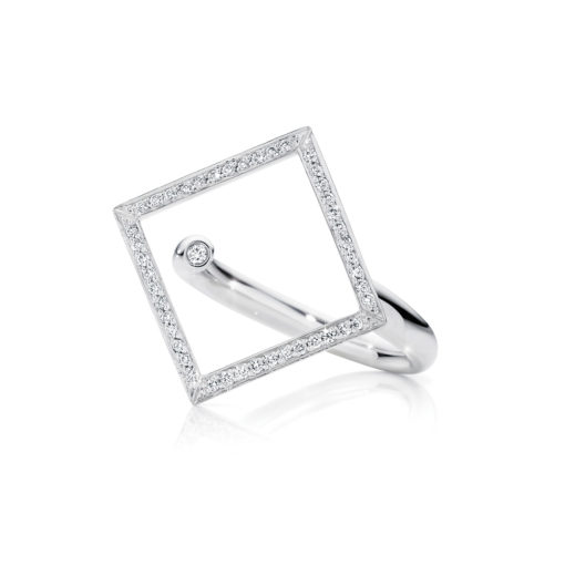 Open Square Shaped White Diamond Set Ring - Fine Jewellery and Argyle ...