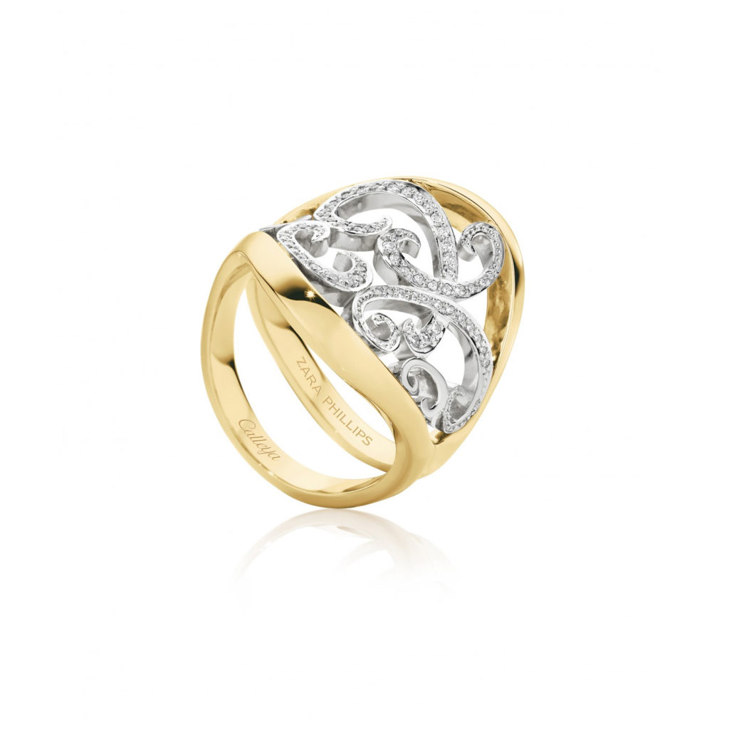 Zara Tindall by Calleija Saddle Suite Yellow and White Gold Diamond Set ...