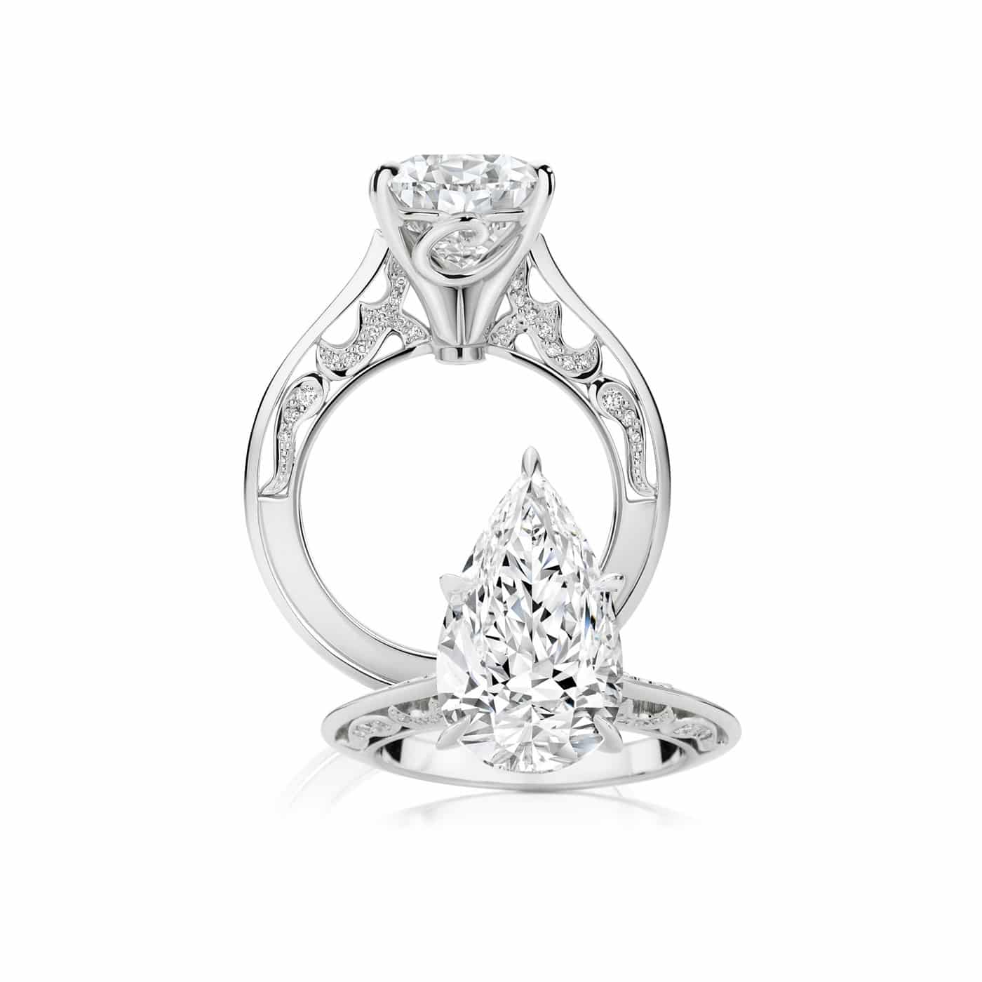 Grandeur Fancy Pear Shaped White Diamond Ring - Fine Jewellery and ...