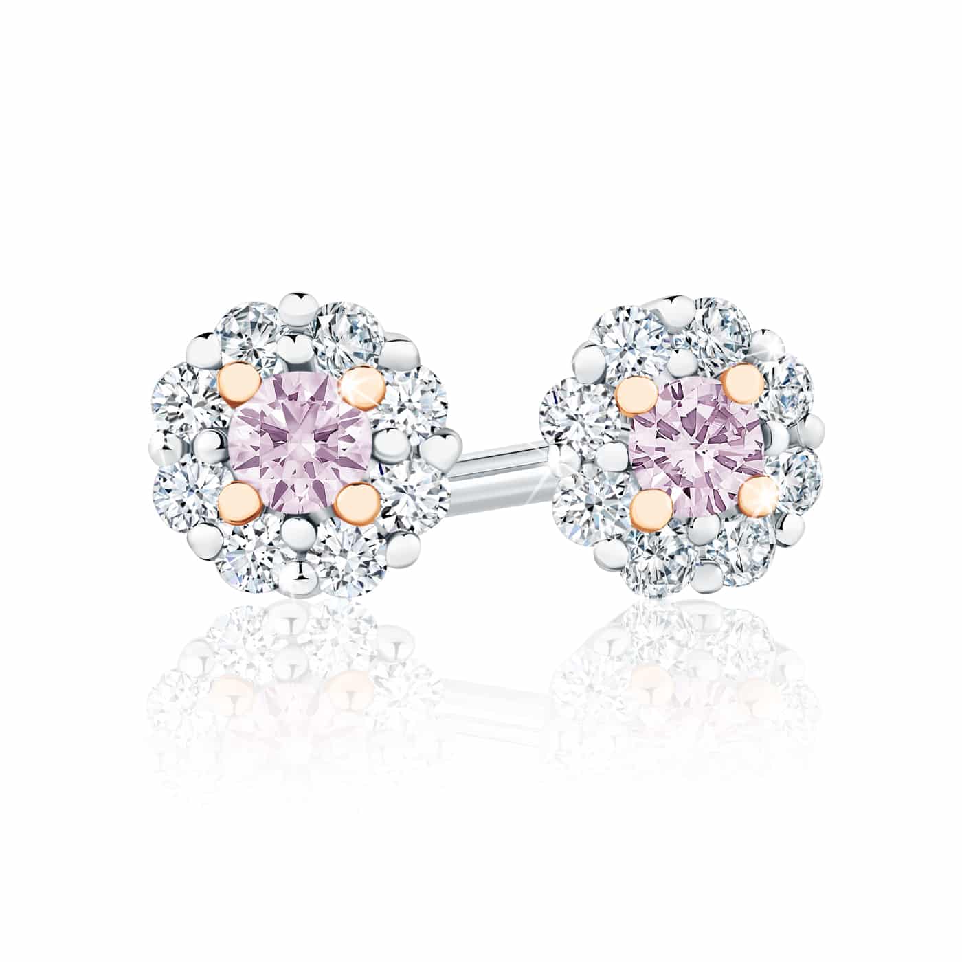 Claudia 18ct White & Rose Gold 6PP Argyle Pink & White Diamond Halo ...