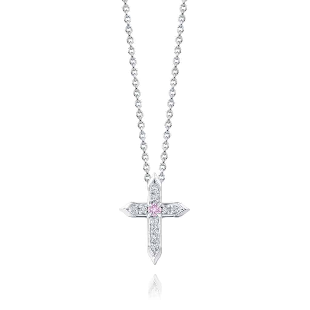 18ct White Gold Argyle Pink Diamond™ & White Diamond Cross - Fine ...