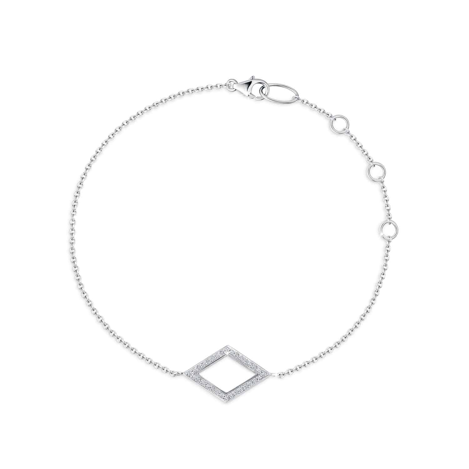 Kaya 18ct White Gold Open Diamond Shaped Diamond Bracelet - Fine ...