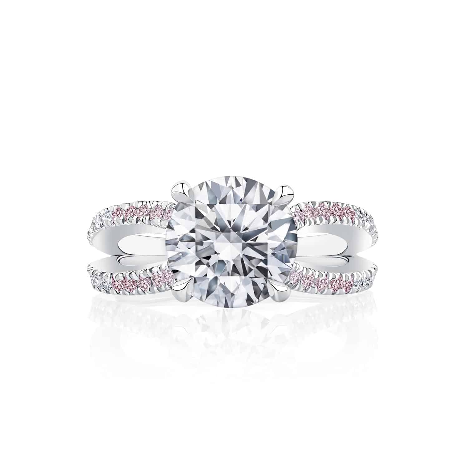 Calynn Platinum & 18ct Rose Gold 3.01ct Diamond Ring with White & Australian Argyle Pink ...