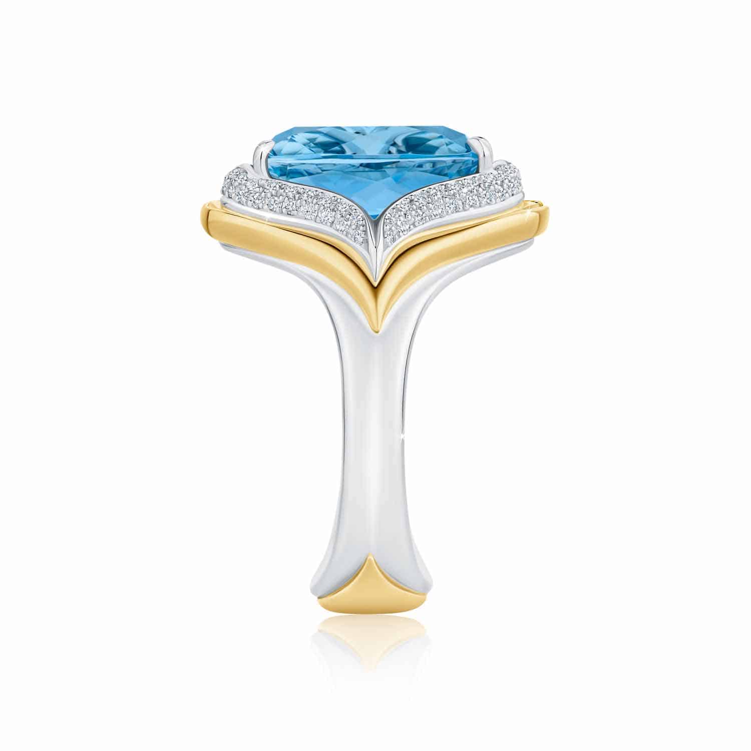 Alika Platinum and 18ct Yellow Gold 7.21ct Cushion Cut Aquamarine ...