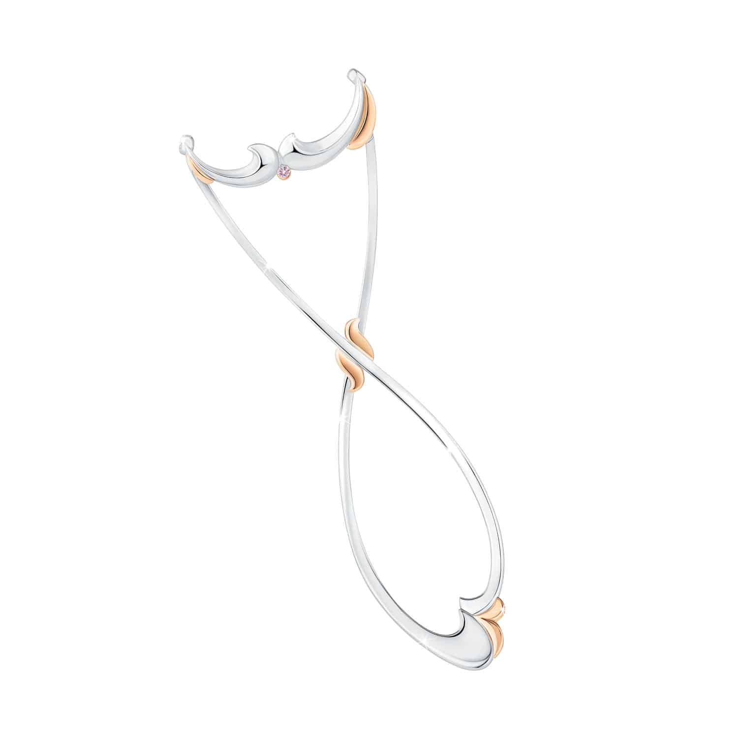 Argyle Fluente™ Platinum & 18ct Rose Gold Hair Piece, Pendant and Brooch with 0.51ct Pear-Shaped ...