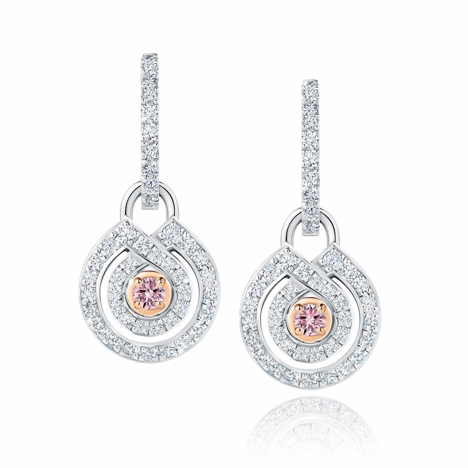 Amora Platinum and 18ct Rose Gold Detachable 5PR Australian Argyle Pink Diamond™ with White ...