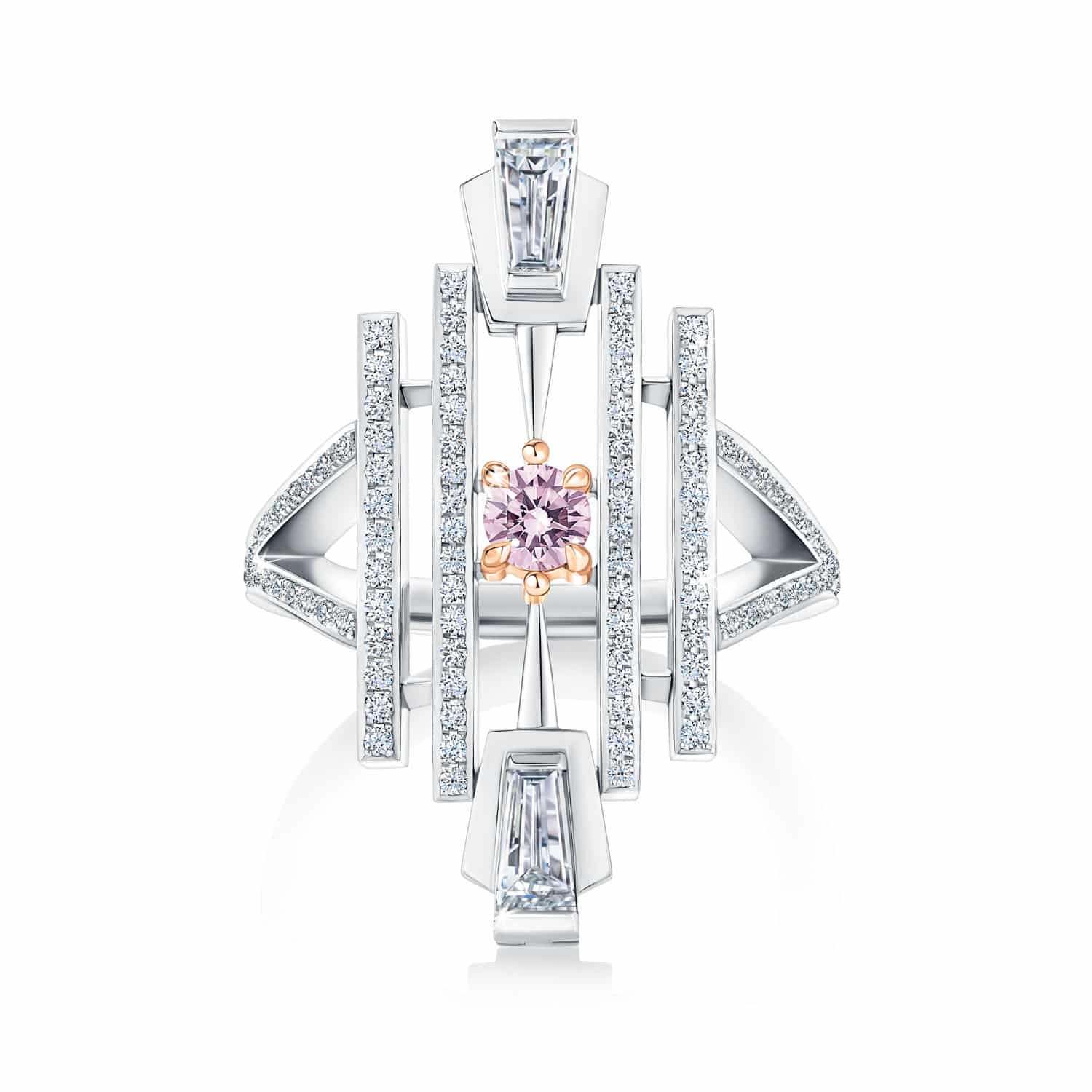 Nisha Platinum & 18ct Rose Gold Argyle Pink Diamond™ & White Diamond Art Deco Inspired Ring ...