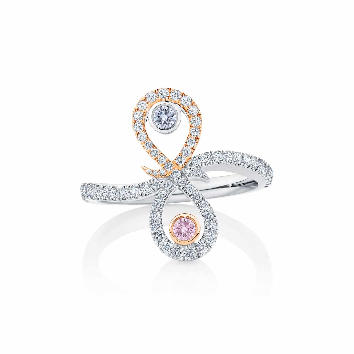 Éternité Platinum & 18ct Rose Gold Argyle Pink & Blue Diamond Infinity Ring - Fine Jewellery and ...