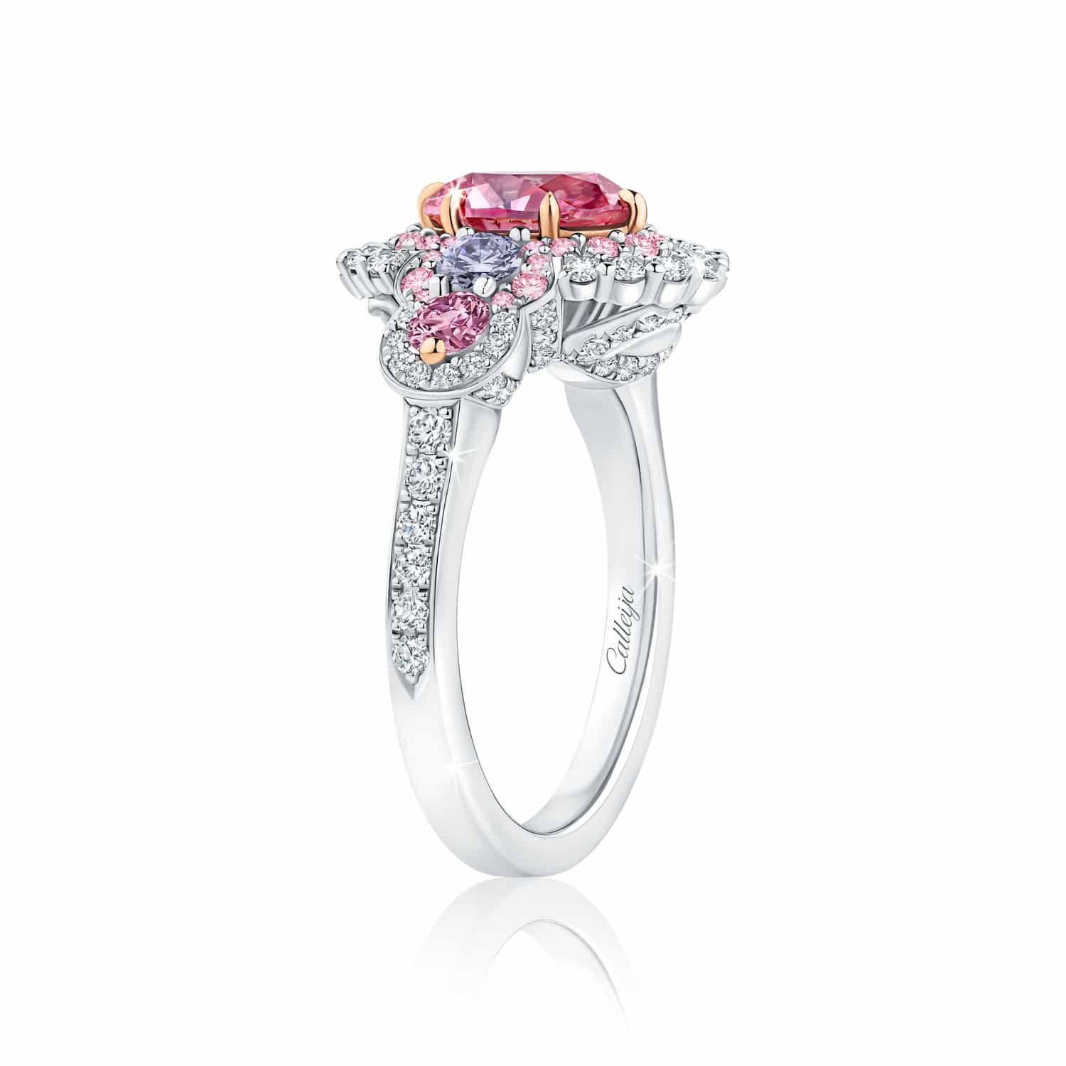 Kimberley Rise Platinum & 18ct Rose Gold 1.01ct Argyle Pink Oval Cut 2002 Tender Diamond Ring ...