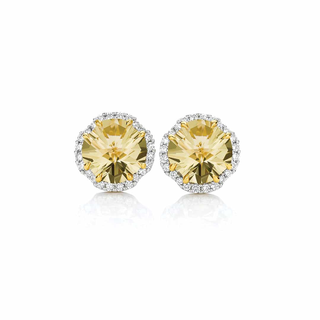 Celestia 18ct Yellow Gold Aston Lemon Quartz & Diamond Earrings - Fine ...